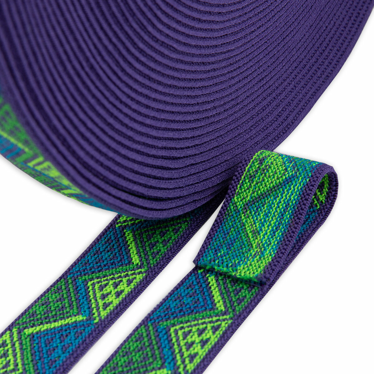 Эластичная Беларусь 25 мм 1 мм 16с3893 (р. 9310 ) 20 м тканая №000200 фиолетовый/салатовый/бирюзовый/зеленый