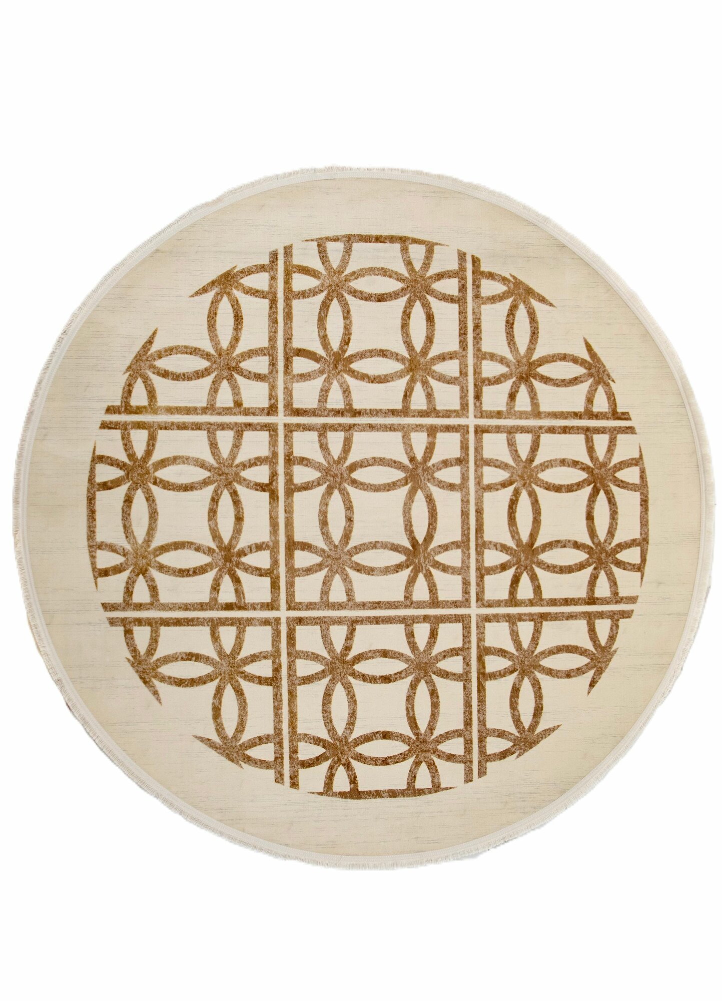 Ковер премиальный иранский высокоплотный, круглый 2 на 2 м, на пол в спальню, гостиную, 100% хлопок, эвкалиптовый шелк, круг размер 200х200 см