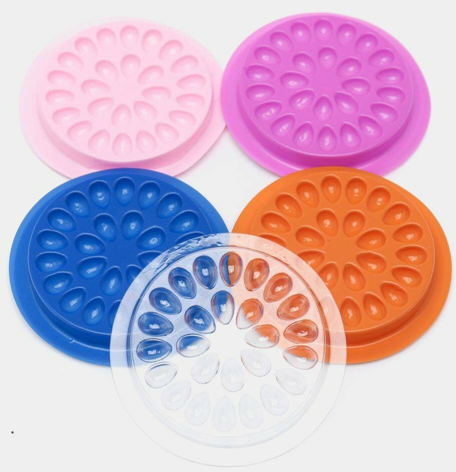 Палетка для клея, для наращивания ресниц, лунки, 10 шт, разные цвета