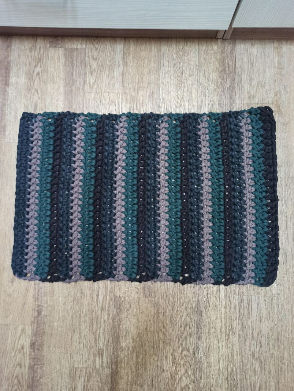 Эко коврик. Вязаный хлопковый ковер, ручной работы для гостиной, спальни, детской, прихожей, ванной и бани.