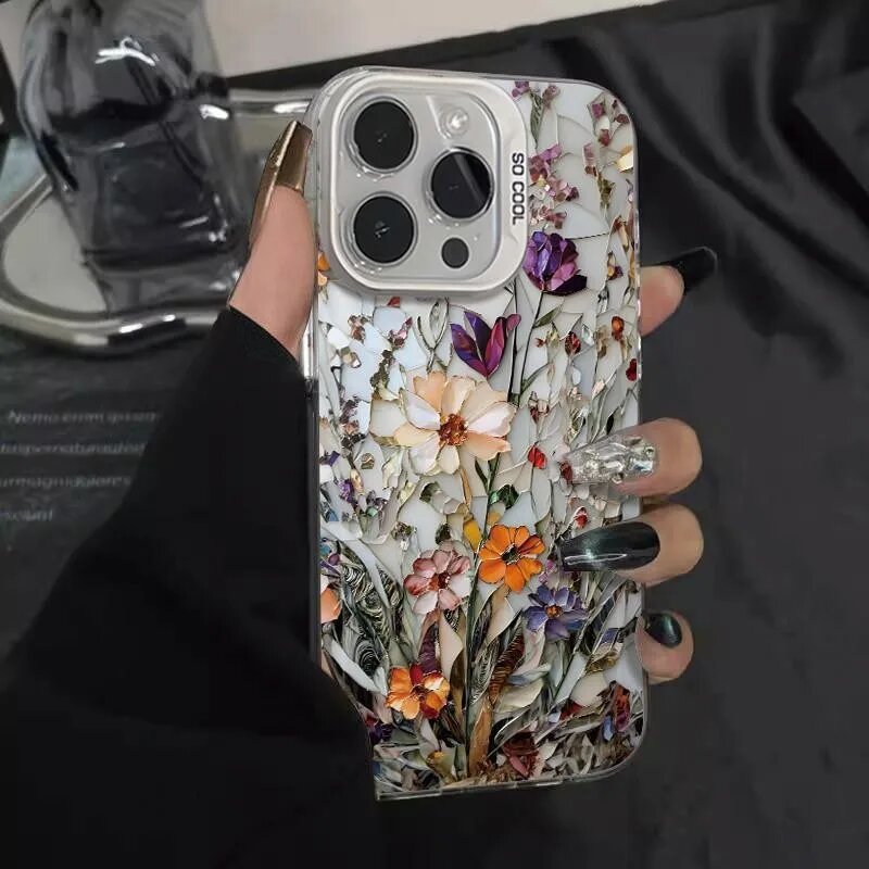 Чехол на iPhone 16 Pro Max с цветочным принтом IMD-05-D2652