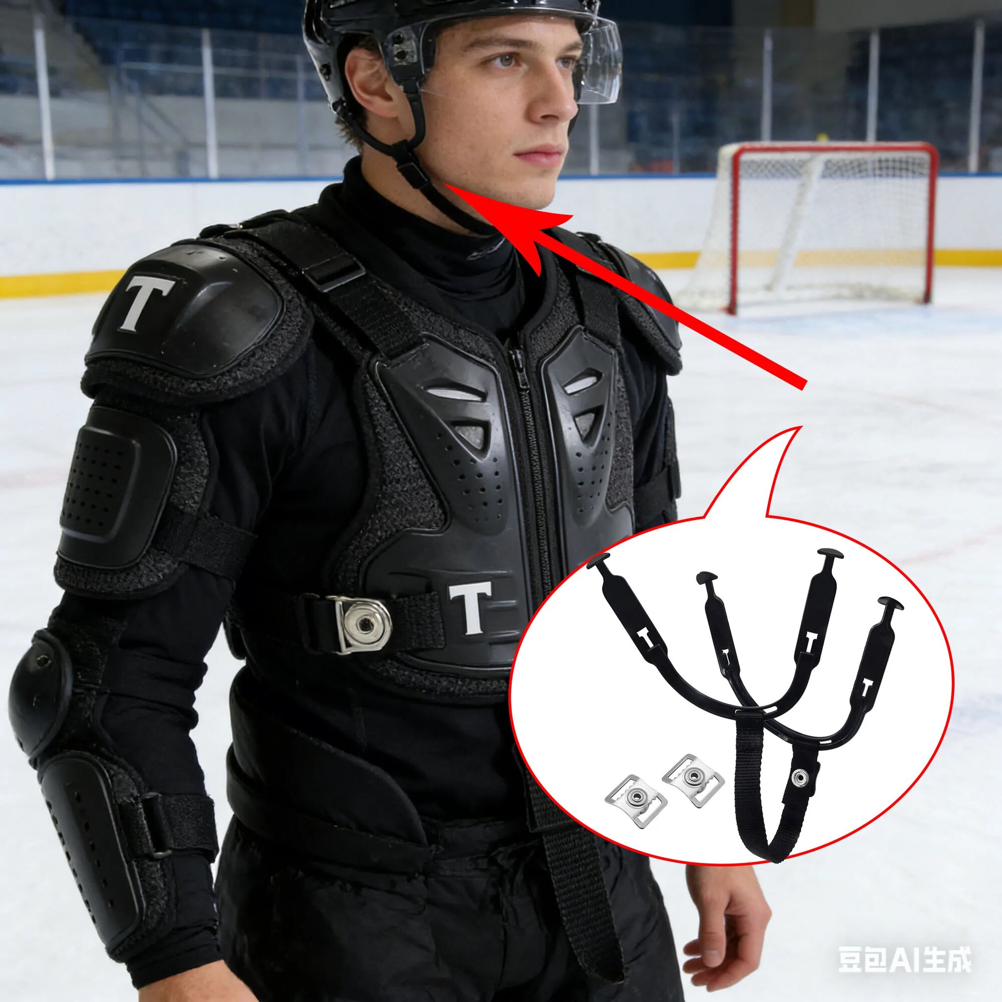 Ремешок для хоккейного шлема (1 шт.), регулируемый, с петлями для ушей и застежками-кнопками, для большинства хоккейных шлемов, сменный ремешок, аксессуары