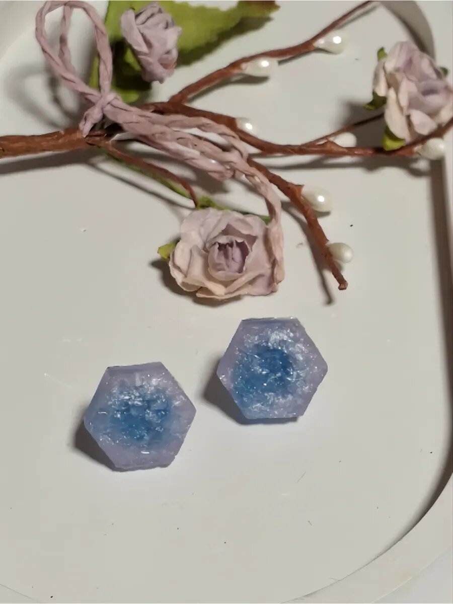 Серьги, эпоксидная смола, металл