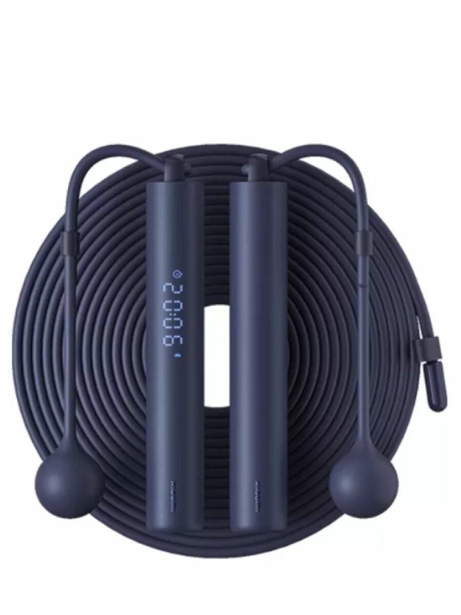 Умная скакалка Xiaomi Smart Jump Rope BHR6944GL, использование с тросом и без, LED дисплей, приложение на смартфоне, синий