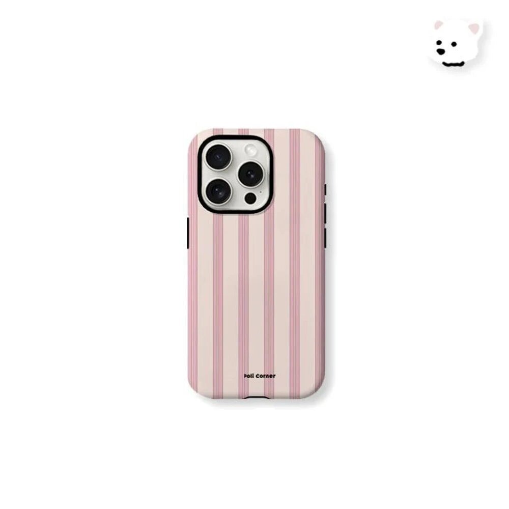 Чехол для iPhone в корейском стиле с полосатым узором, серия Luxury, двухслойная задняя крышка для моделей 17, 16, 15, 14, 13, 12, 11, X, XS, Air, Pro, Max, Plus