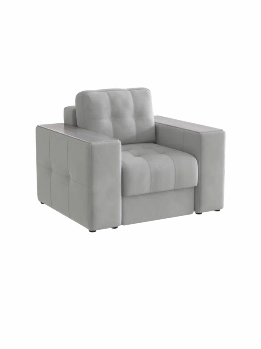 Домани Кресло Доро 1120х780х950, светло-серый/МДФ холст белый