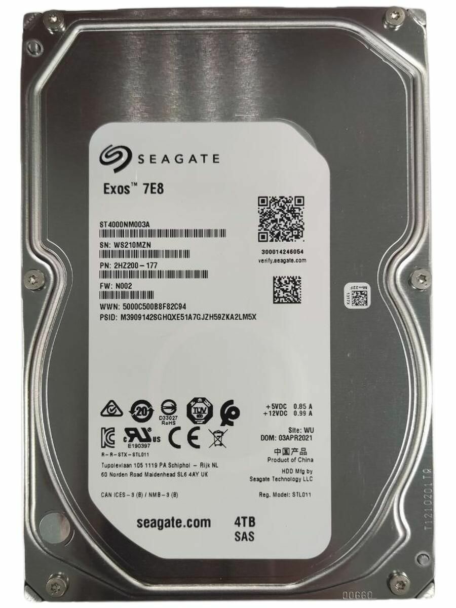 Жесткий диск 3.5" Seagate Exos 7E8 ST4000NM003A 4ТБ HDD SAS 3.0