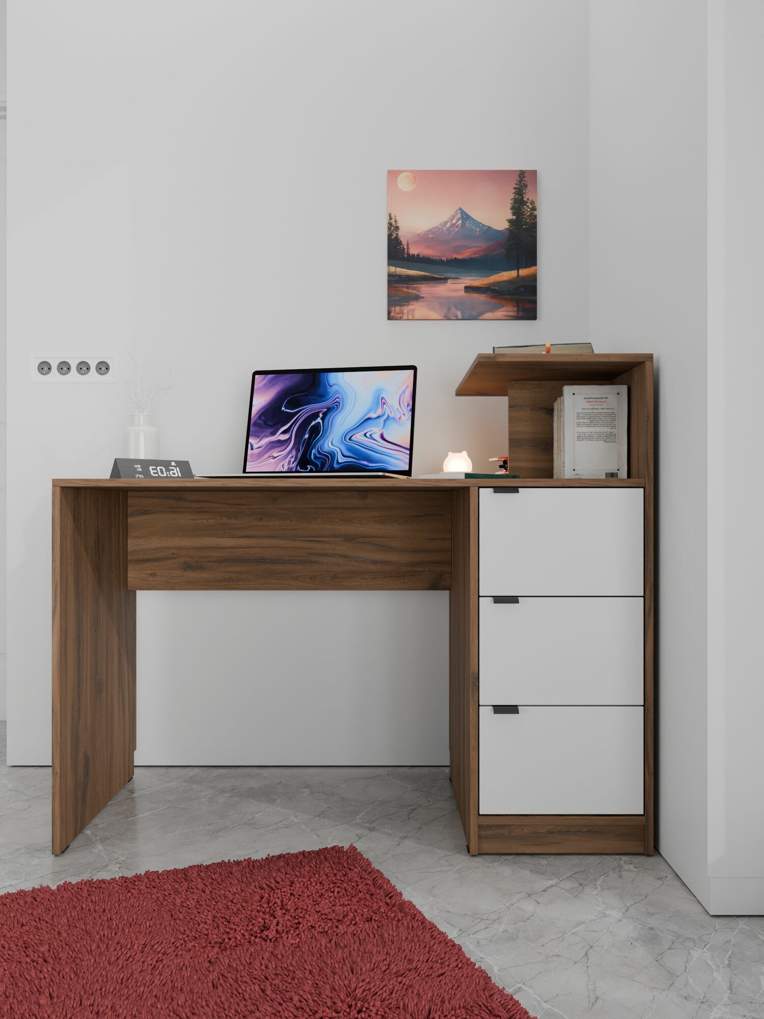 Изумлит Стол письменный с тумбой справа Практик 120х75х60.4 см, дуб крафт табачный - белый