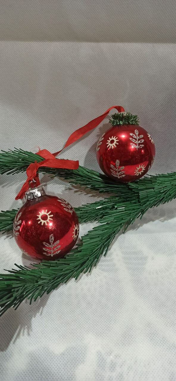Елочная игрушка Шары винтажная, стекло, ГДР