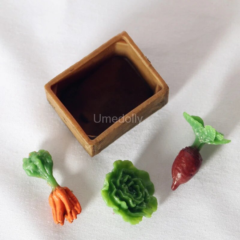 Миниатюрные овощи и грядка для кукольного дома, SET E