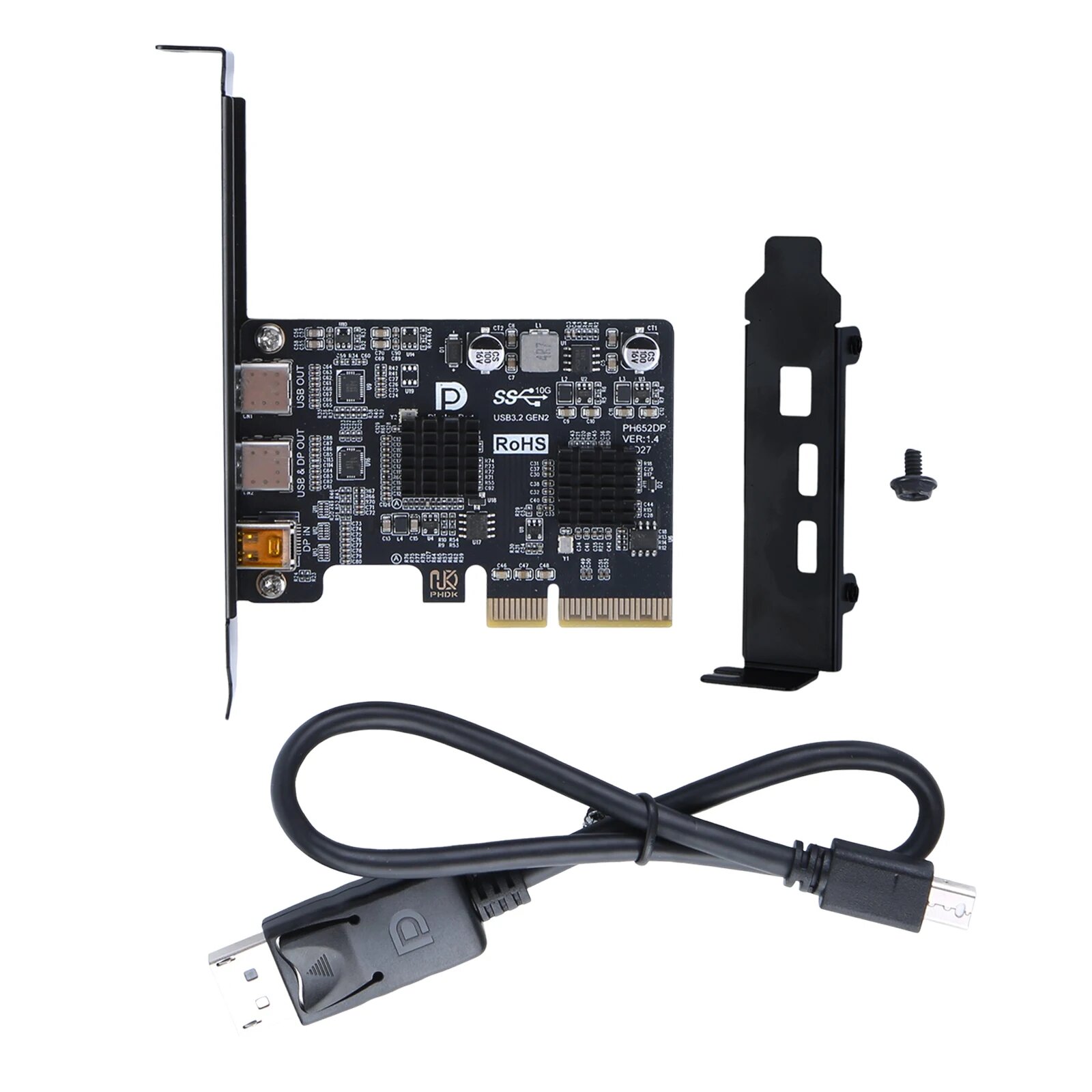 Карта расширения PCI-E X4 X8 X16 с интерфейсом Type-C, 10 Гбит/с, PCIe в USB 3.2 Gen2, адаптер с видеовыходом DP для настольных ПК и док-станций