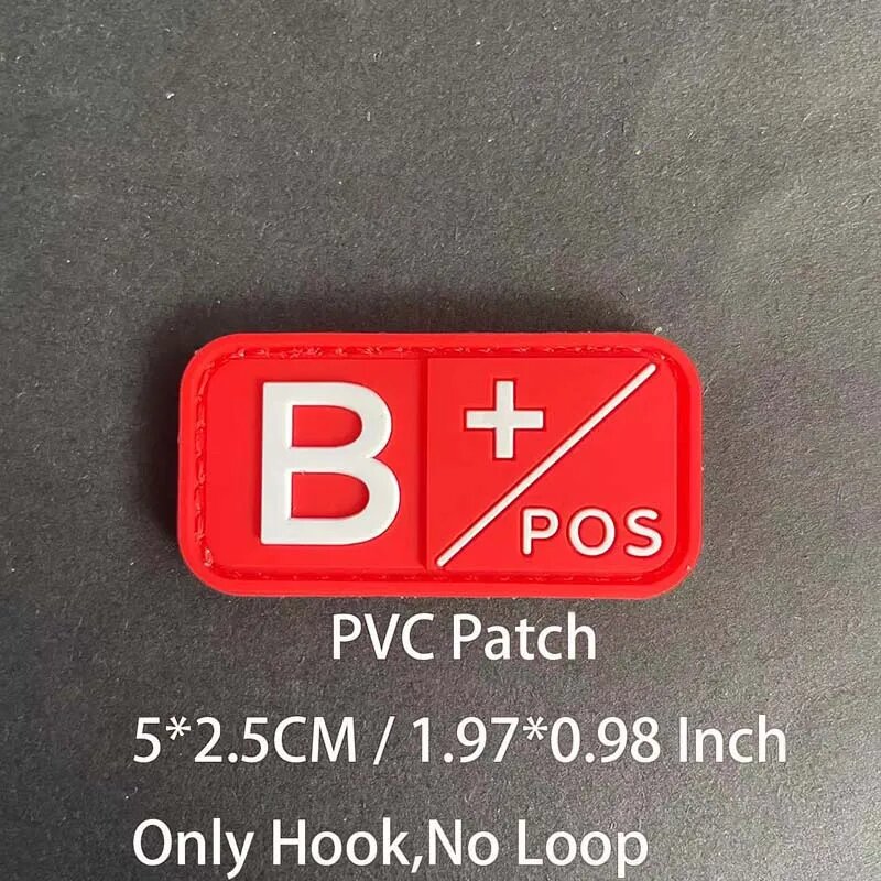 Патч ПВХ с группой крови, тактический эмблема Красный, 18-Red B POS