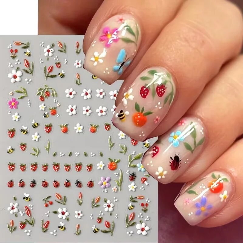 5D милые наклейки для ногтей Daisy Flower