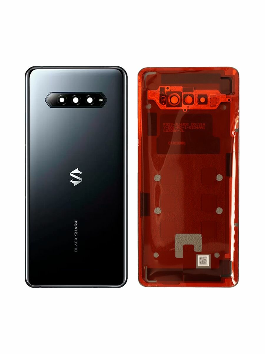Задняя крышка для Black Shark 4 черная со стеклом камеры