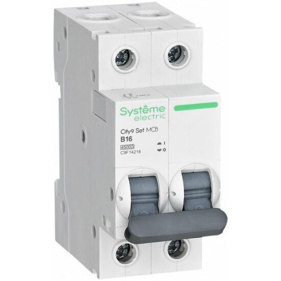 Автоматический выключатель Systeme Electric (schneider Electric) 2п B 16А 4.5кА City9 Set, 230В, C9F14216