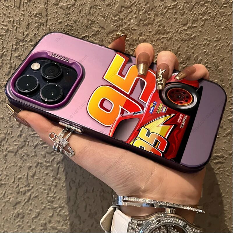 Чехол для iPhone 16 Cars Lightning McQueen 95, фиолетовый