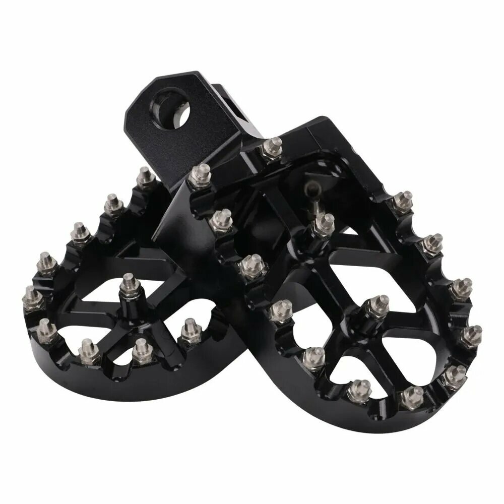Подножки мотоциклетные кованые алюминиевые для Suzuki RM125/250/RMX250/DR-Z400 (1986-2024), со съемными стальными зубьями Чёрный