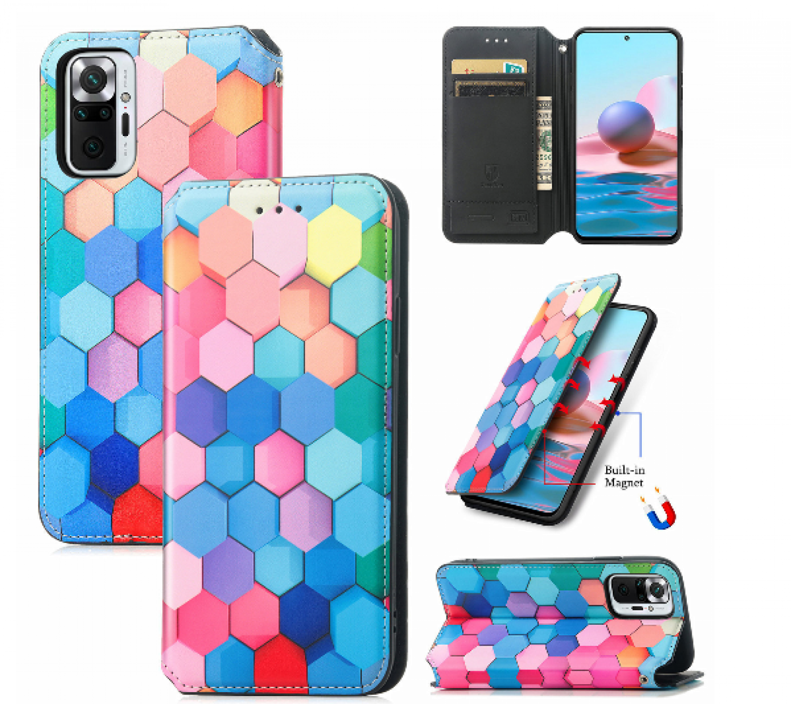 Чехол-подставка MyPads для Xiaomi Redmi Note 11T 5G и Poco M4 Pro 5G с ярким дизайном мозаика