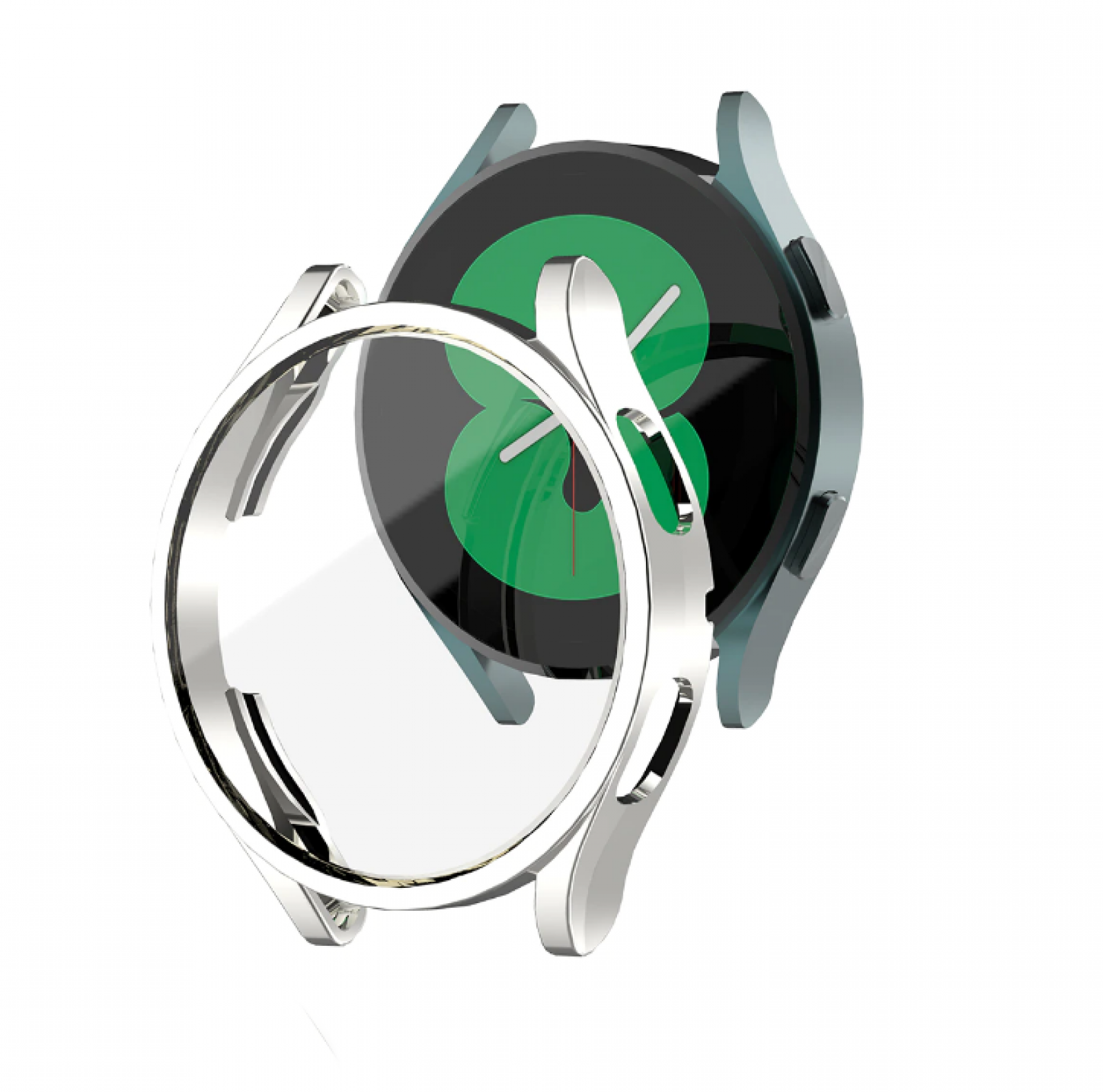Защитный бампер-чехол MyPads для Samsung Galaxy Watch 4 44мм, силикон, противоударный, серебристый