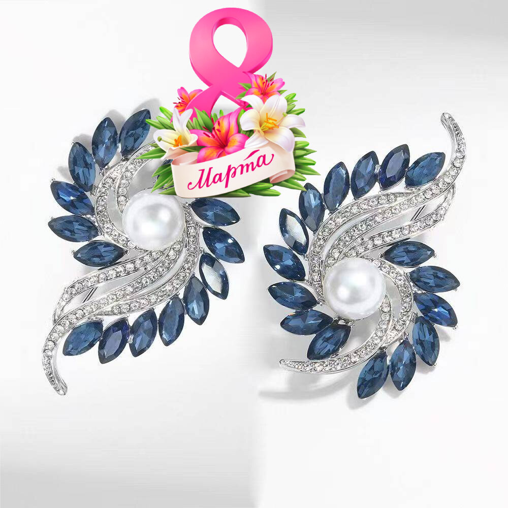 Брошь, фианит, стразы