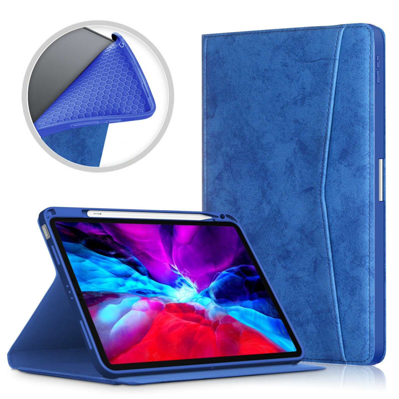 Чехол MyPads Retro Premium для Apple iPad Pro 11.0 2020/2021 из эко-кожи, ретро синий