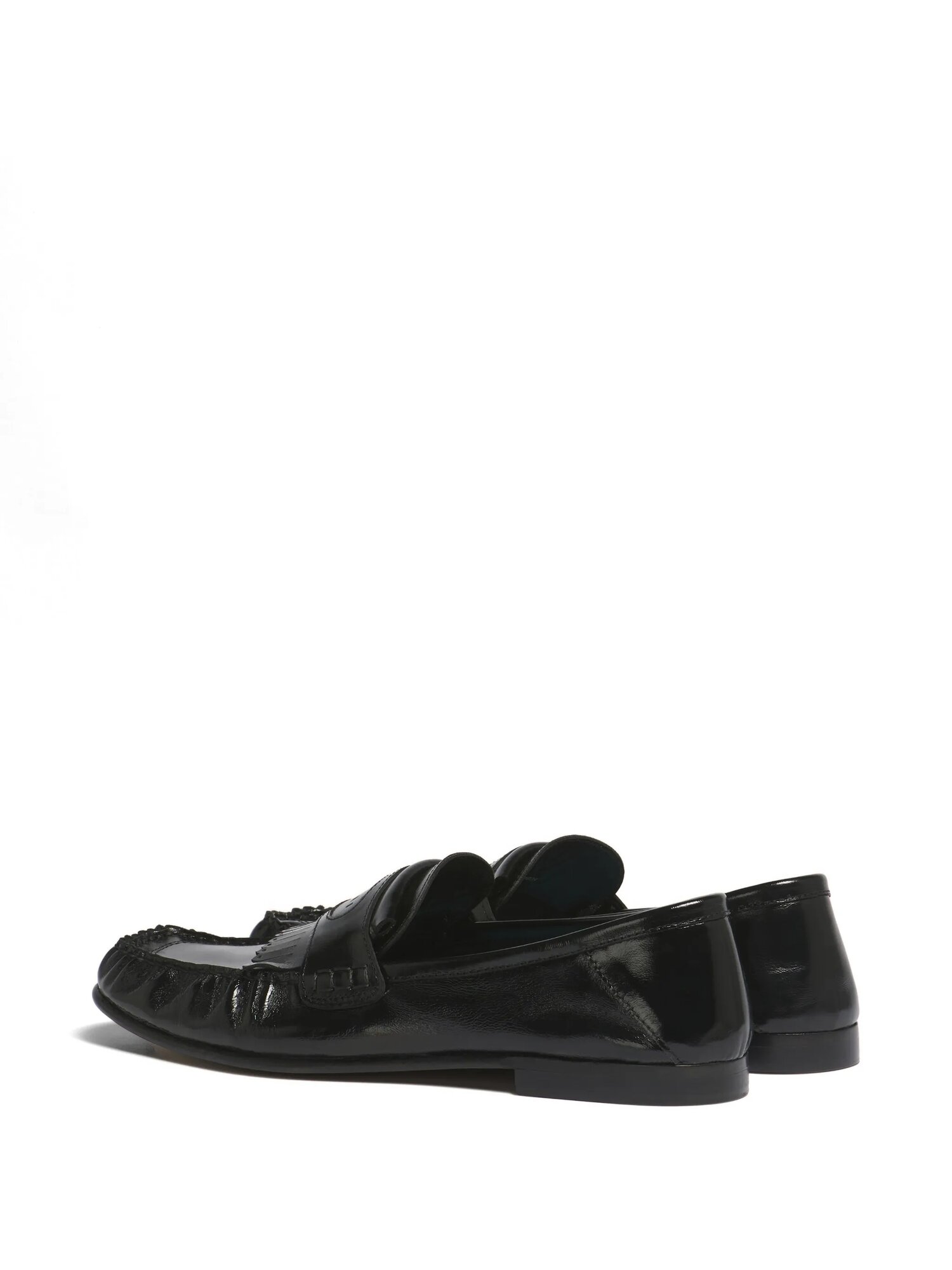 Лоферы Marni Fringe leather loafers, размер 44, black/black — фото 1