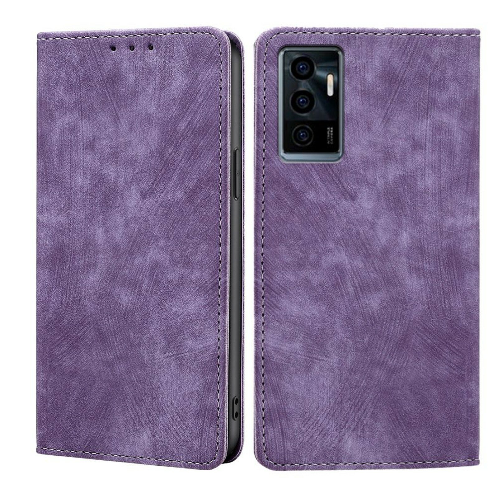 Чехол-книжка MyPads для Vivo V23e / Y75 4G с эффектом мягкого прикосновения, фиолетовый