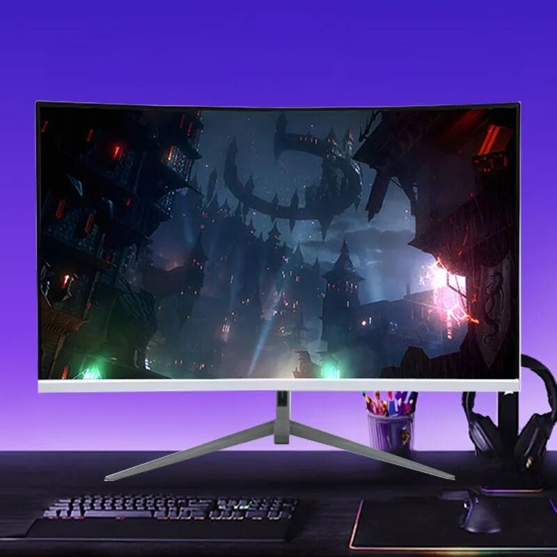 24" Монитор с изогнутым экраном, белый цвет, разрешение 1920x1080, матрица VA, поддержка FreeSync