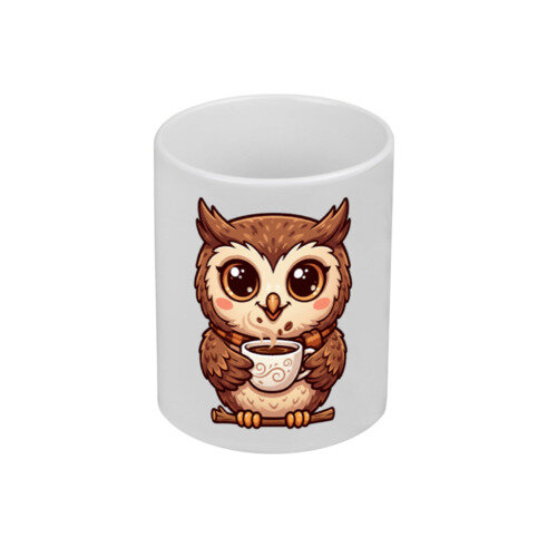 Кружка «Сова с чашкой кофе - милая совушка» (белый)