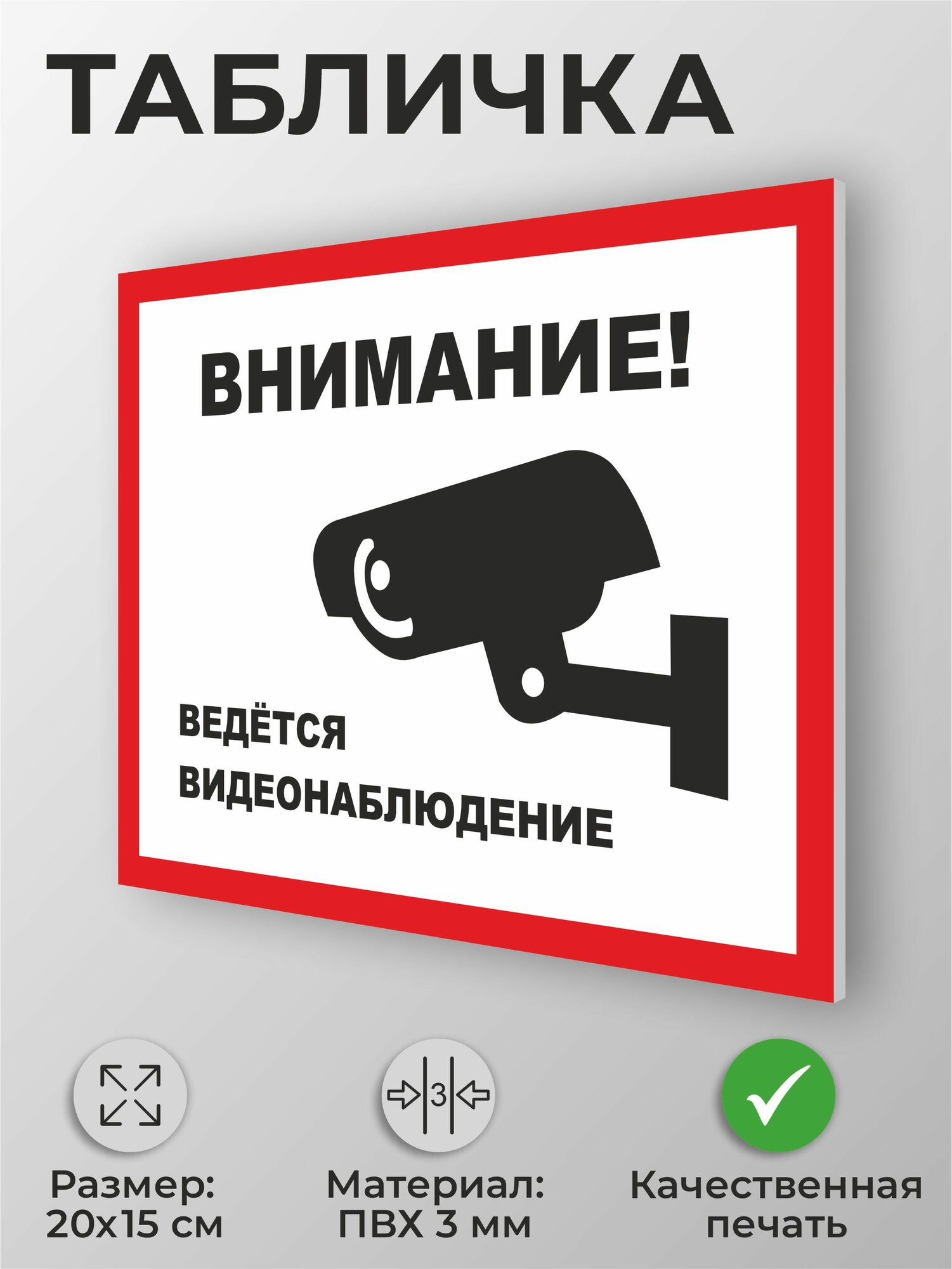 Табличка "Ведется видеонаблюдение" А5 (20х15см)