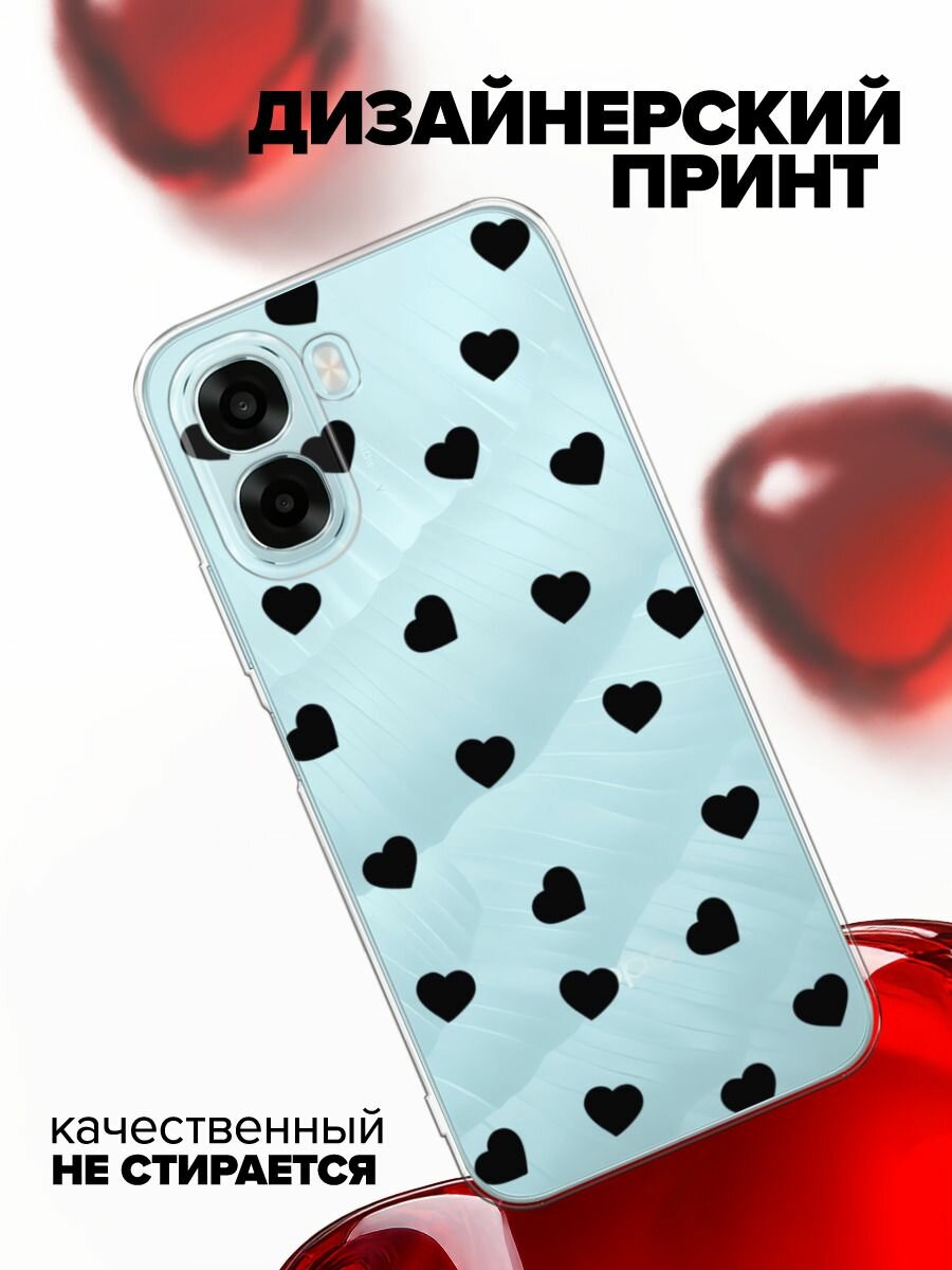 Силиконовый чехол на Oppo A6x / Оппо A6x с принтом Сердечки минимализм — фото 1