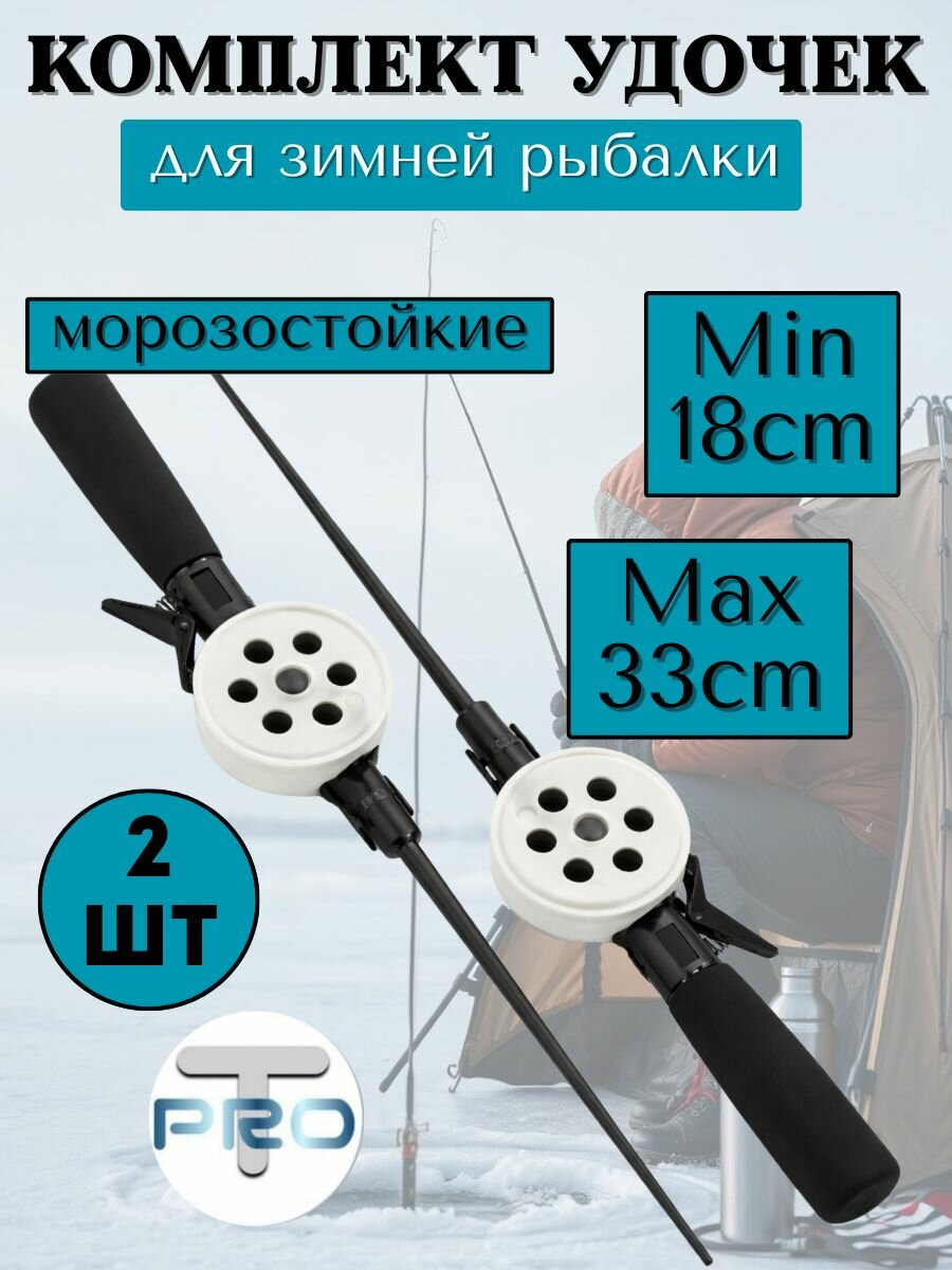 Набор для рыбалки удочки зимние 2 шт с катушками