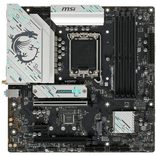 Материнская плата Gigabyte B760M GAMING PLUS WIFI DDR4, LGA1700, Intel B760, 4xDDR4, 4xSATA, 2xM.2, 1xPCIe 4.0 x16, 2xPCIe 3.0 x1, 1xDP, 1xHDMI, 1x1Gb