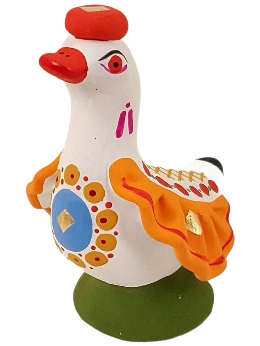 Гусик №3-1, Дымковская глиняная игрушка, ручная авторская работа