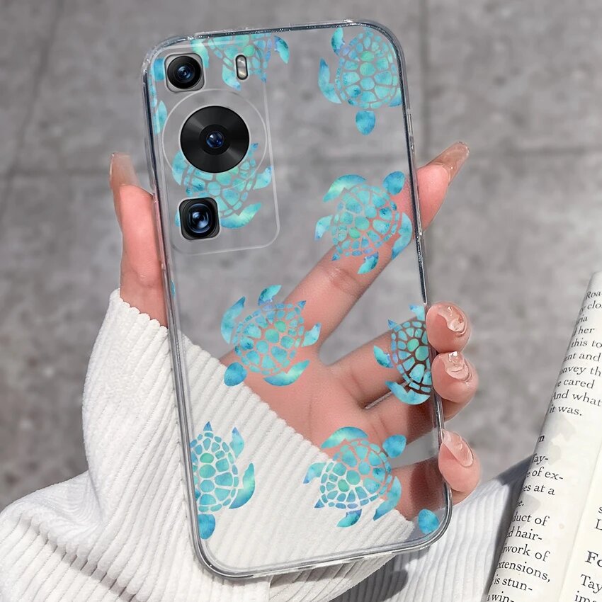 Чехол для Huawei P60 P60 Pro P50 P50Pro P50e Coque Cover Ocean Whale Patterns Anti Fall Phone Bags For Huawei P60 Pro Clear Shell