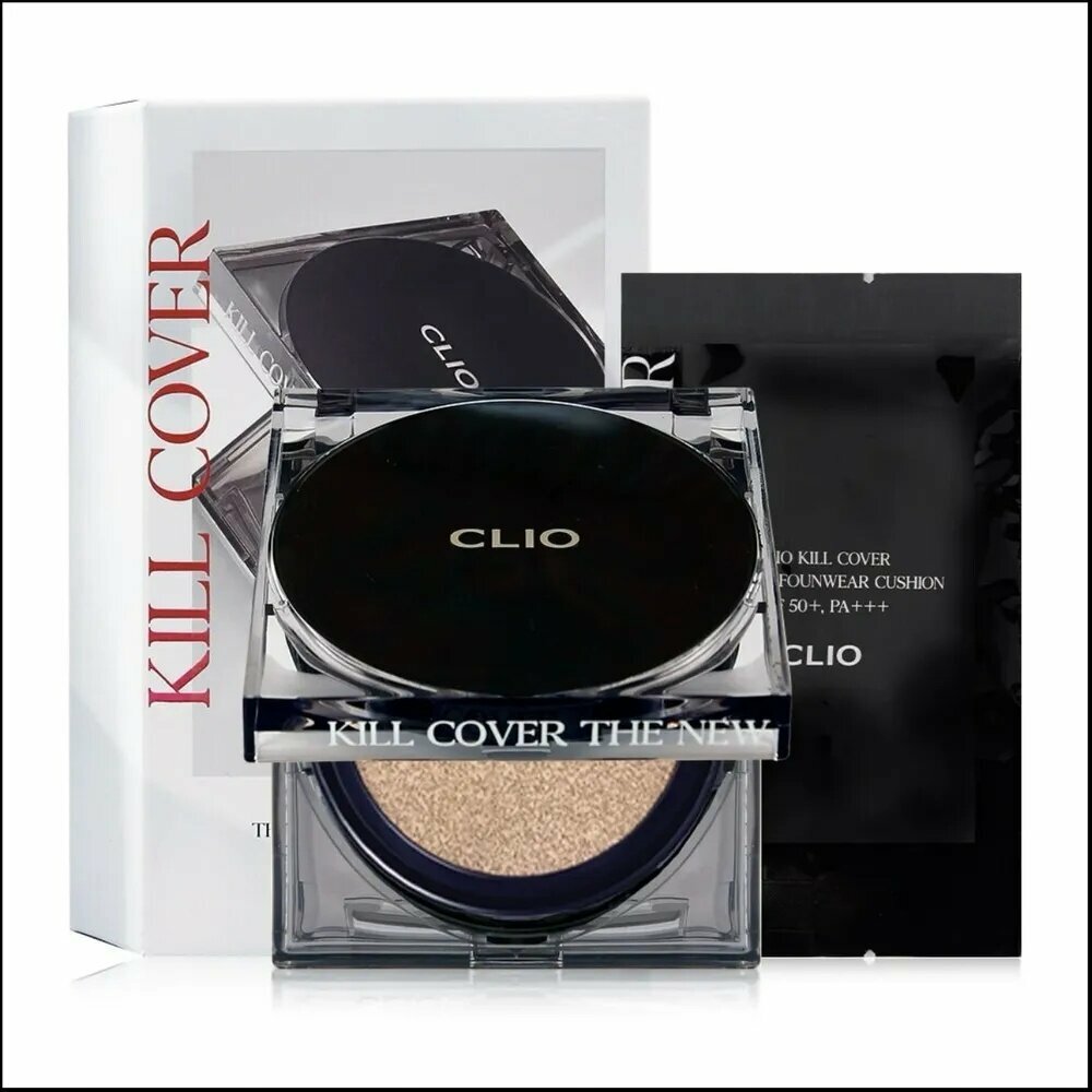 CLIO BLACK CUSHION ТОН 4-BO GINGER + REFILL/ Кушон Клио с полуматовым финишем в комплекте с рефилом. Южная Корея