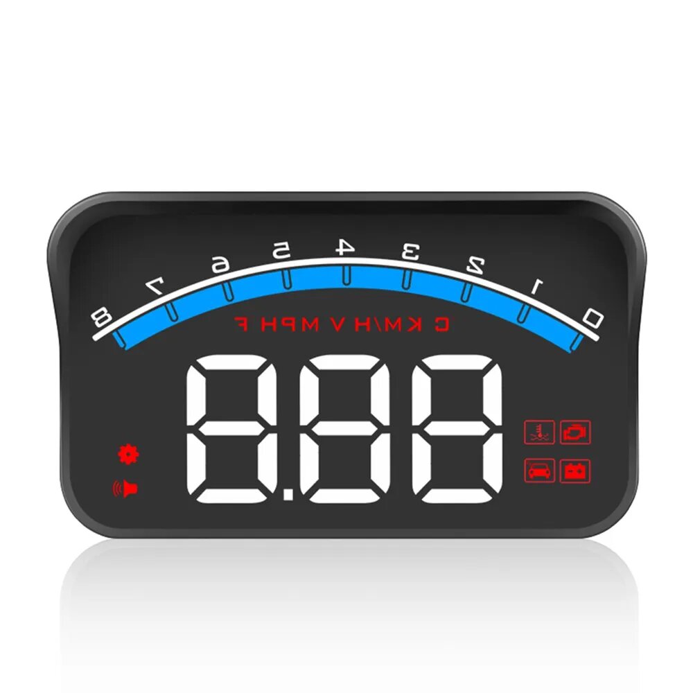 Проектор на лобовое стекло для автомобиля, цифровой дисплей скорости, OBD2, регулировка яркости, черный
