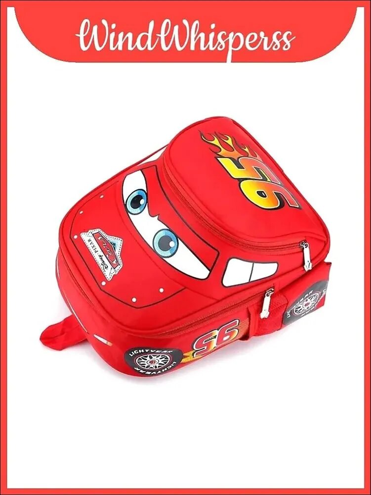 Детский рюкзак Cars Молния Маккуин, красный, для мальчиков, размер: 30x25x10 см, для школы, из прочного материала — фото 1