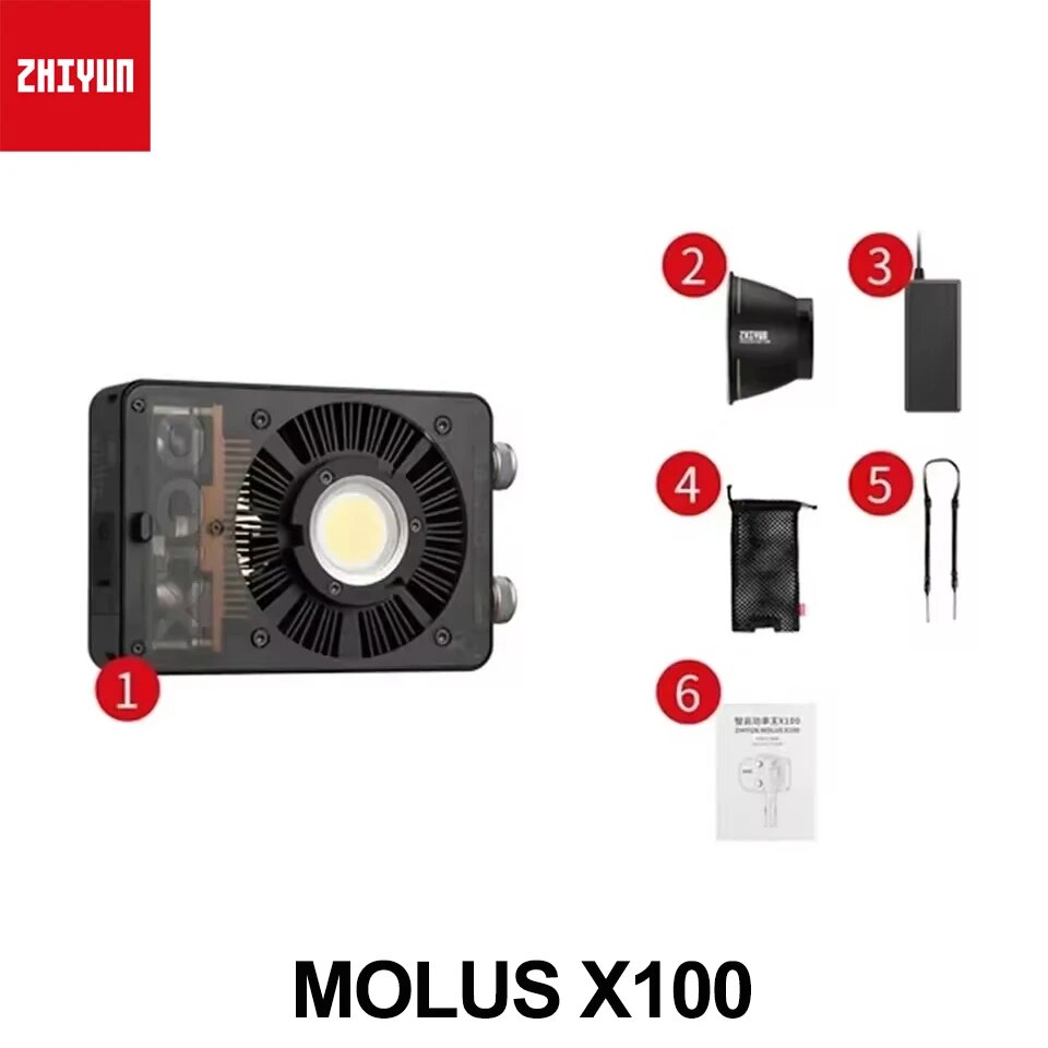 ZHIYUN MOLUS X100 LED-фонарик для съемки, Color: MOLUS X100