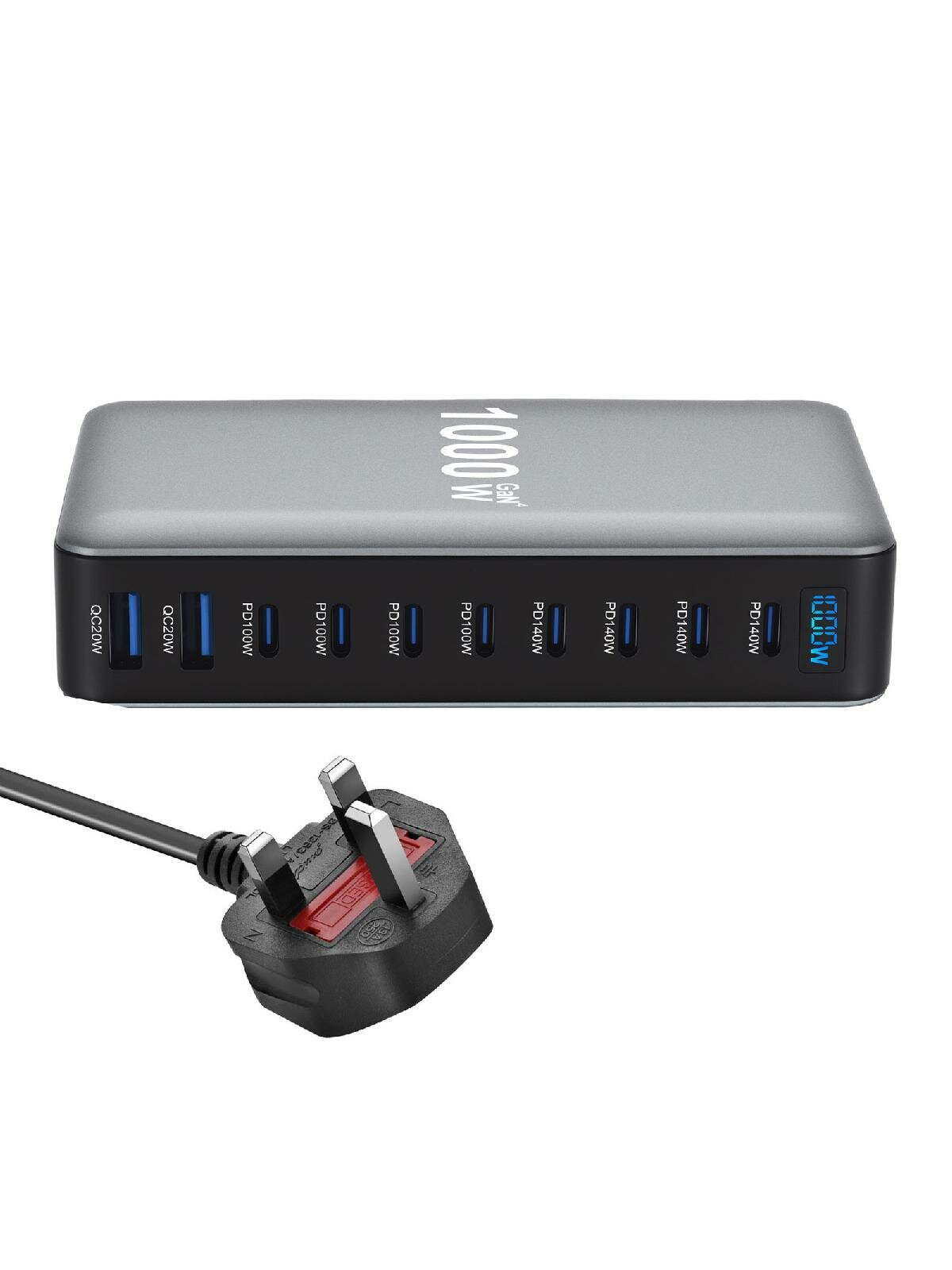 1000 Вт Многопортовое Настольное USB-Зарядное Устройство USB C с Функцией Быстрой Зарядки для Дома