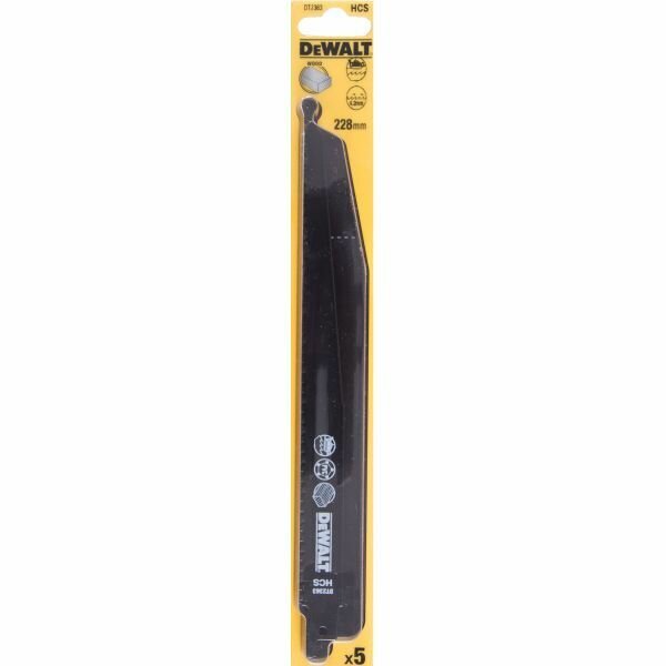 Полотно DEWALT DT2363, по дереву для сабельных пил из высокоуглеродистой стали, HCS, 228 x 4.2 мм, S1544D, 5 шт.