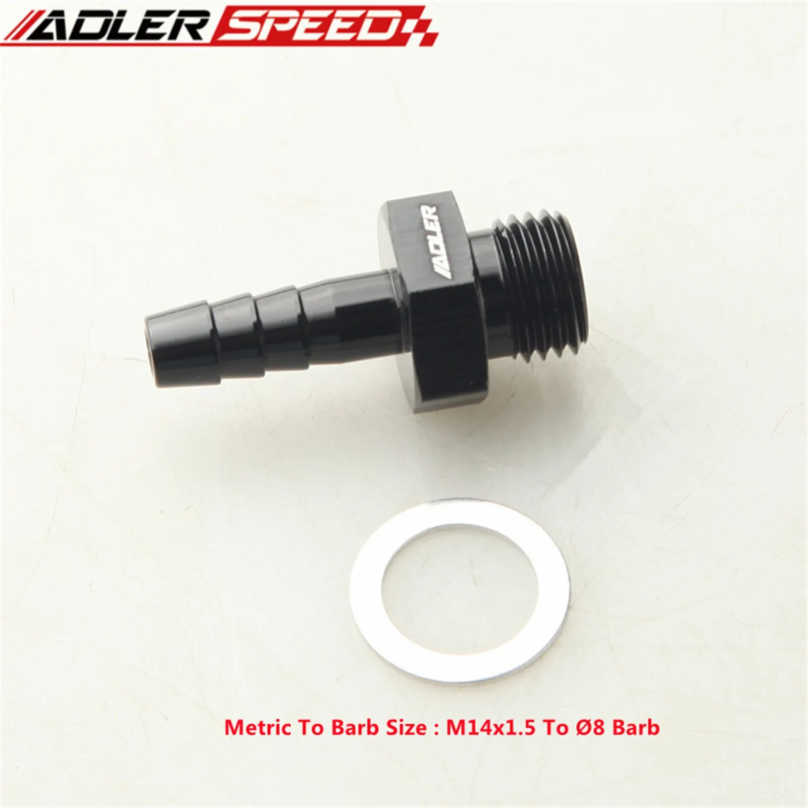 ADLER SPEED Фитинг переходник М14x1.5 - Ø8 Barb, черный