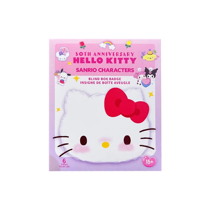Случайная нераспечатанная металлическая значок-брошь Sanrio Hello Kitty 50-летие, коллекционная брошь с персонажем для