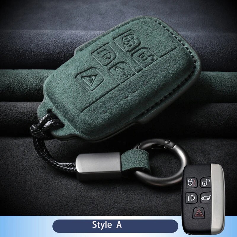 Замшевый кожаный чехол для ключей от автомобиля Land Rover Range Rover Evoque Green A2, For Jaguar