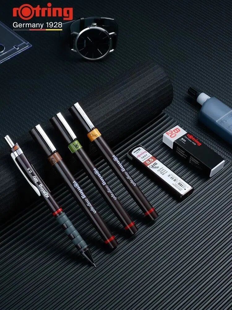 Rotring Изограф Хозяйский набор черный 0,1/0,3/0,5 комплект, черный 0,2/0,4/0,6 комплект — фото 1