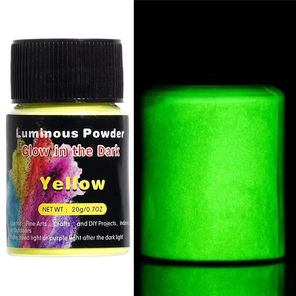 Люминофор порошок светящиеся в темноте светящийся 20 гр, цвет светло-желтый