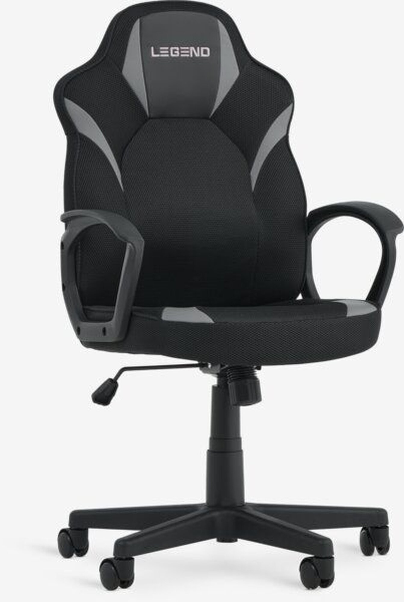 Игровое кресло Jysk RANDRUP цвет черный/серый, ткань сетка/эко-кожа Ш57 x В97-107 x Г63 см.