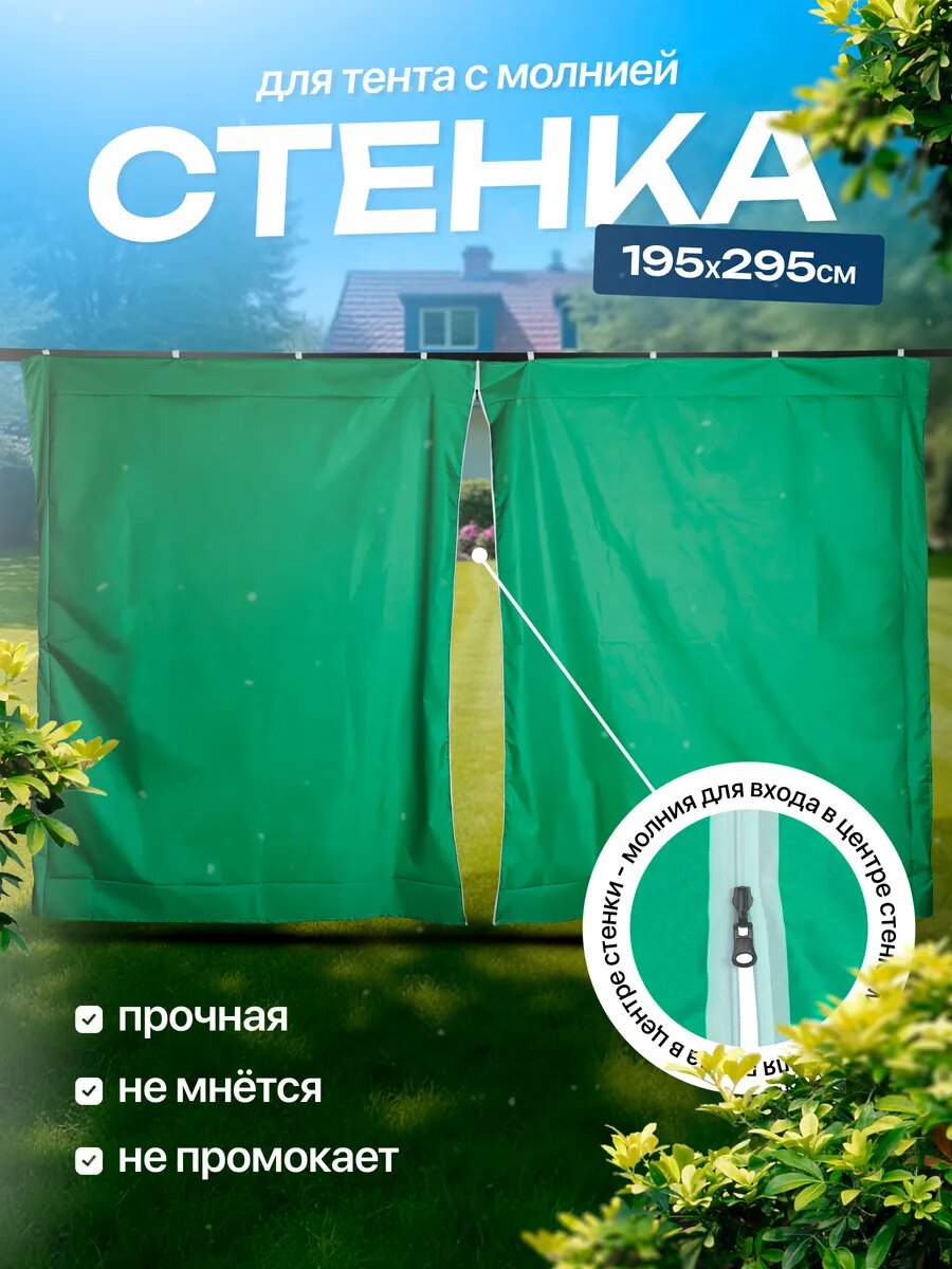 Стенка SEBO, с молнией, для садового шатра, Оксфорд, 295х195 см