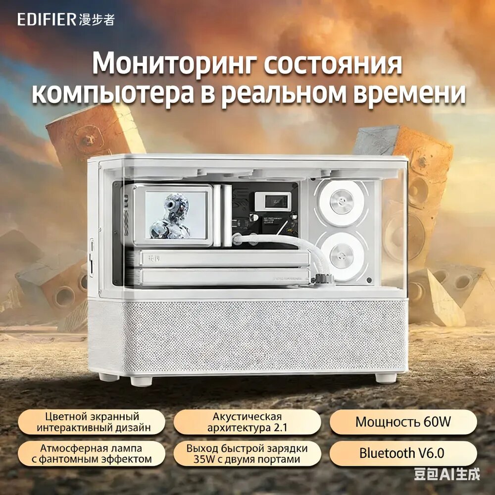EDIFIER HUAZAI NEW CYBER Динамики для квартир с видом на океан,2,8-дюймовый цветной дисплей, Bluetooth 6.0,35 Вт, быстрая зарядка с двумя портами