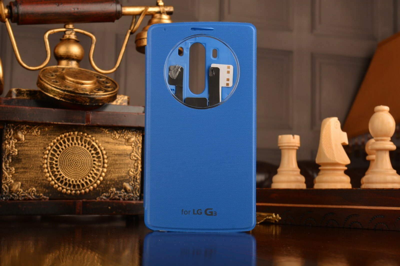 Чехол-кейс MyPads Quick Circle из импортной кожи для LG G3 и G3 Dual LTE с умным окном, синий